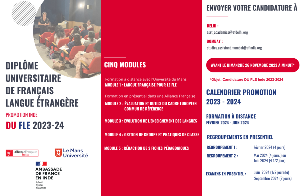 French Teacher Diploma DU FLE - Alliance Française de Delhi